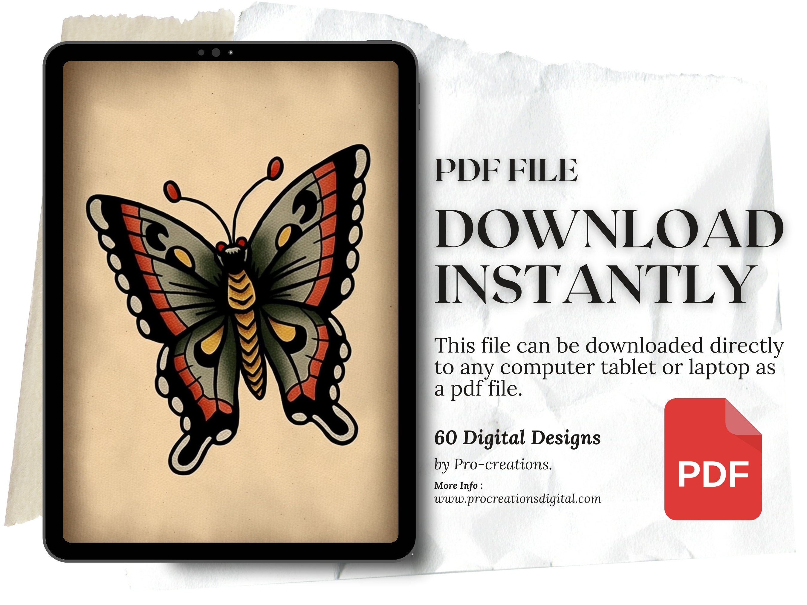 Traditional Tattoo Designs 'butterflies' Tattoo Flash Sheet Pdf ...