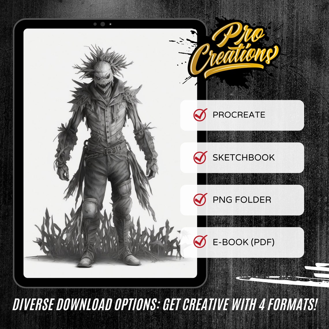 Scarecrow Tattoo Designs: 50 Procreate Brush Stamps (PDF E-book) - Etsy