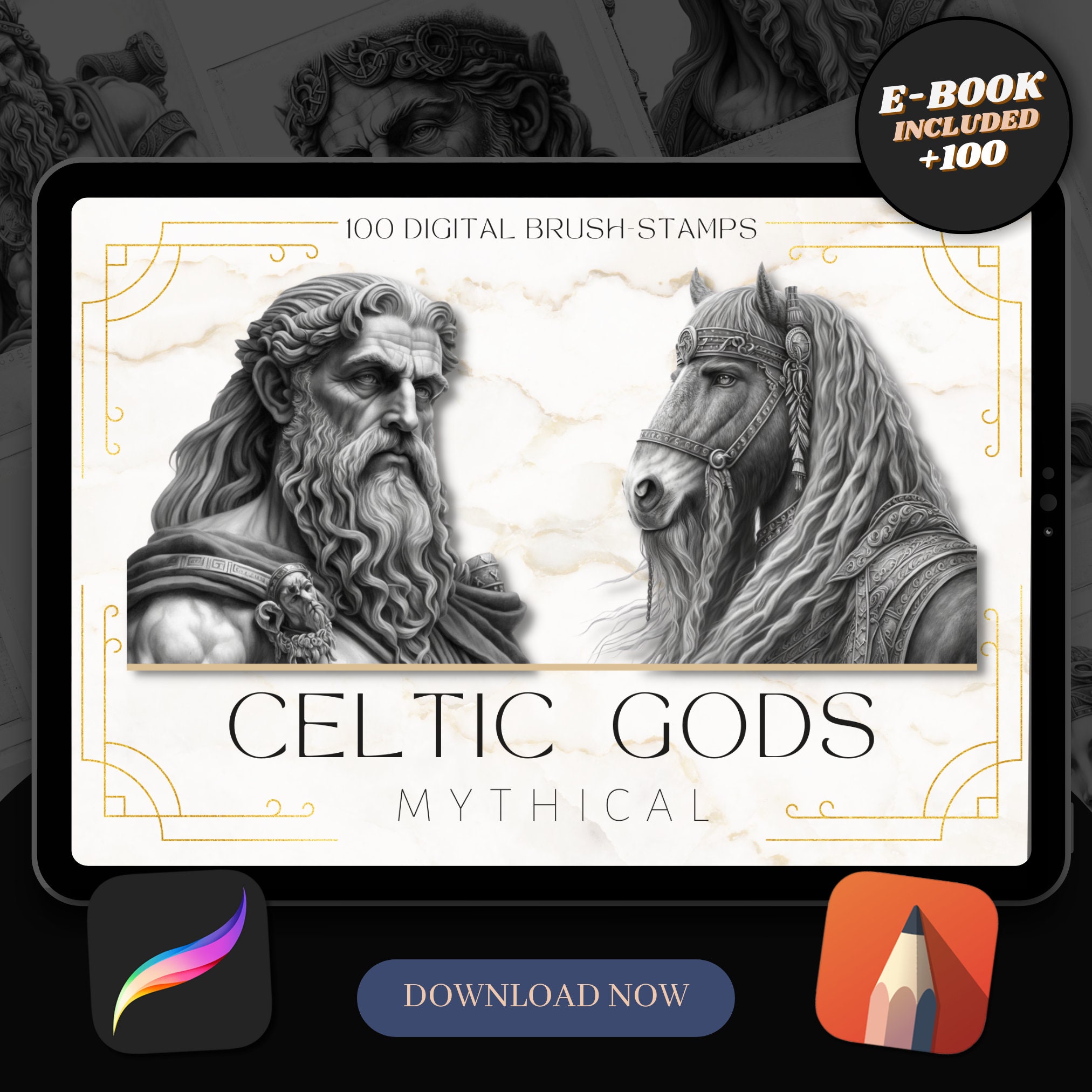 50 Celtic Gods Procreate Brush Stamps | Tattoo Designs | Digital Art ...