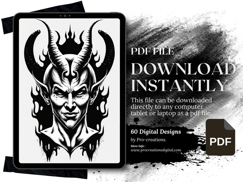Blackwork Tattoo Designs 'devils' Tattoo Flash Sheet PDF Downloadable Tattoo Designs Best ...