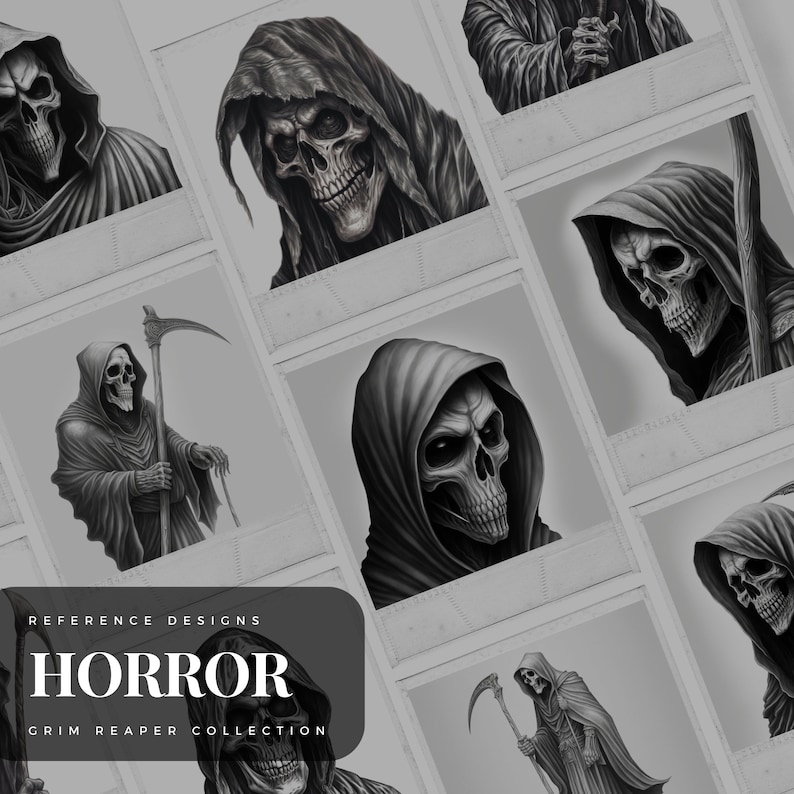 50 Grim Reaper Procreate Brush Stamps Tattoo Designs Digital Art ...