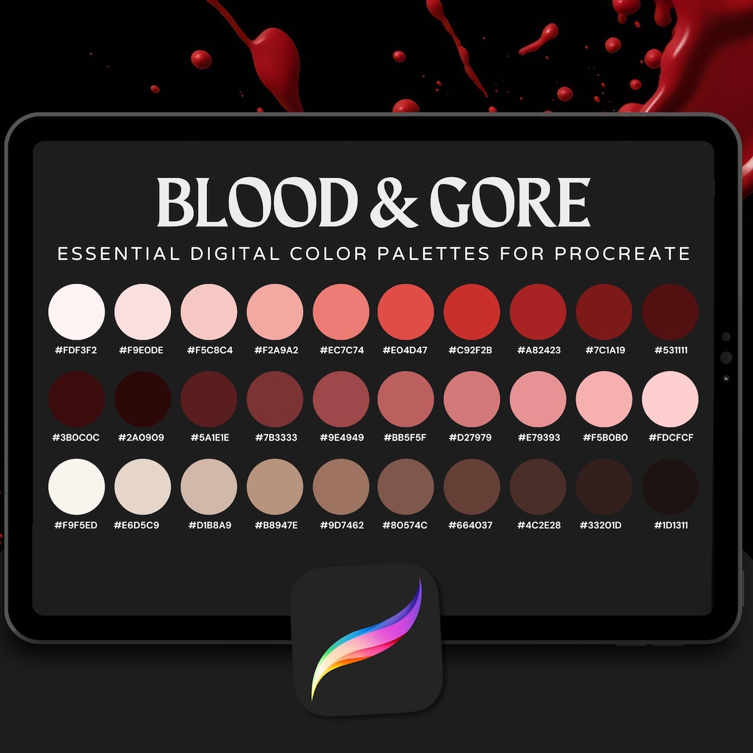 Blood & Gore Procreate Color Palette – 30 Horror Red Tones for Tattoo ...