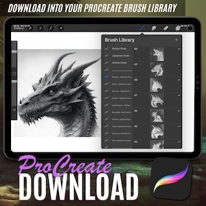 50 Dragon Procreate Brush Stamps: Tattoo & Digital Art Designs (digital ...