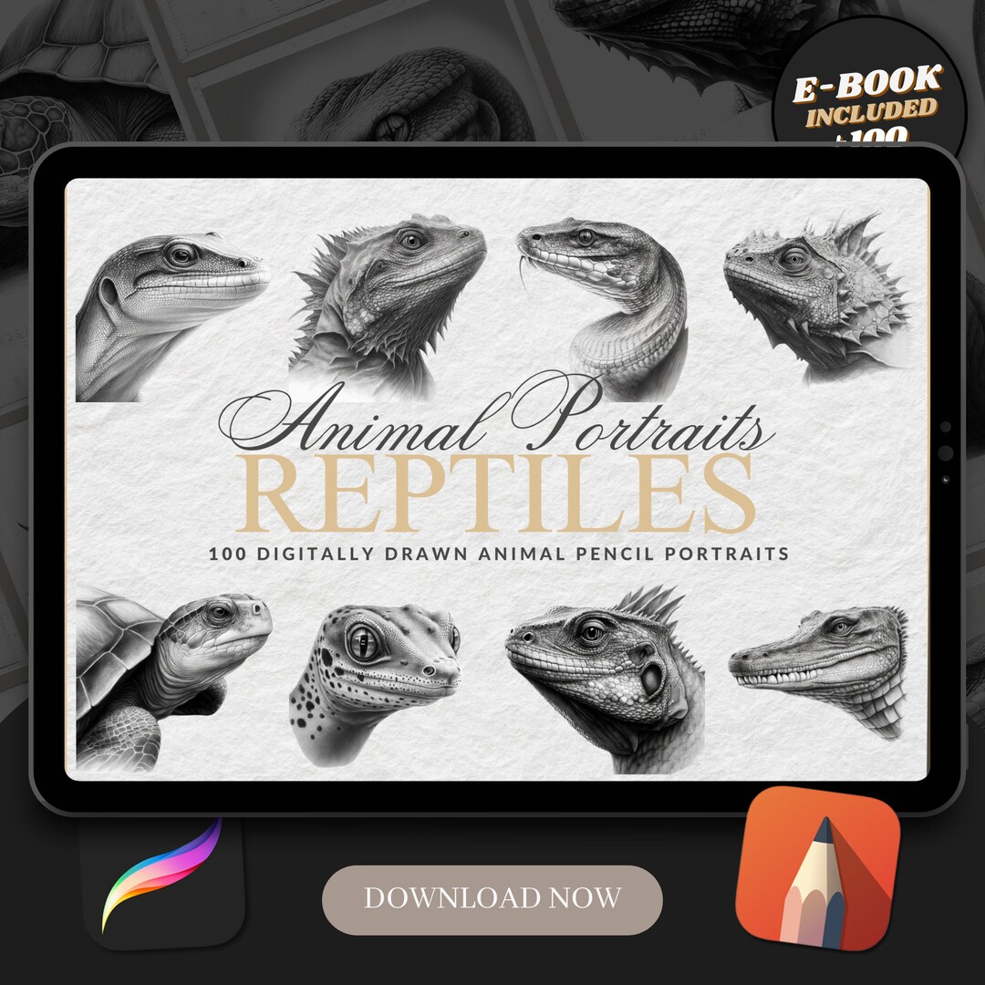 Animal Head Procreate Brush Stamps reptile 100 Tattoo Designs Available ...