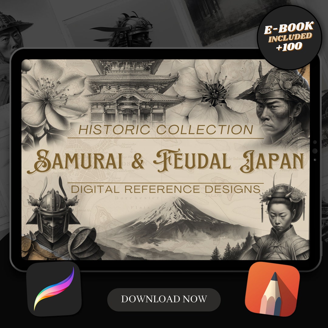 Samurai Tattoo Designs: Feudal Japan Procreate Brush Stamps (digital ...