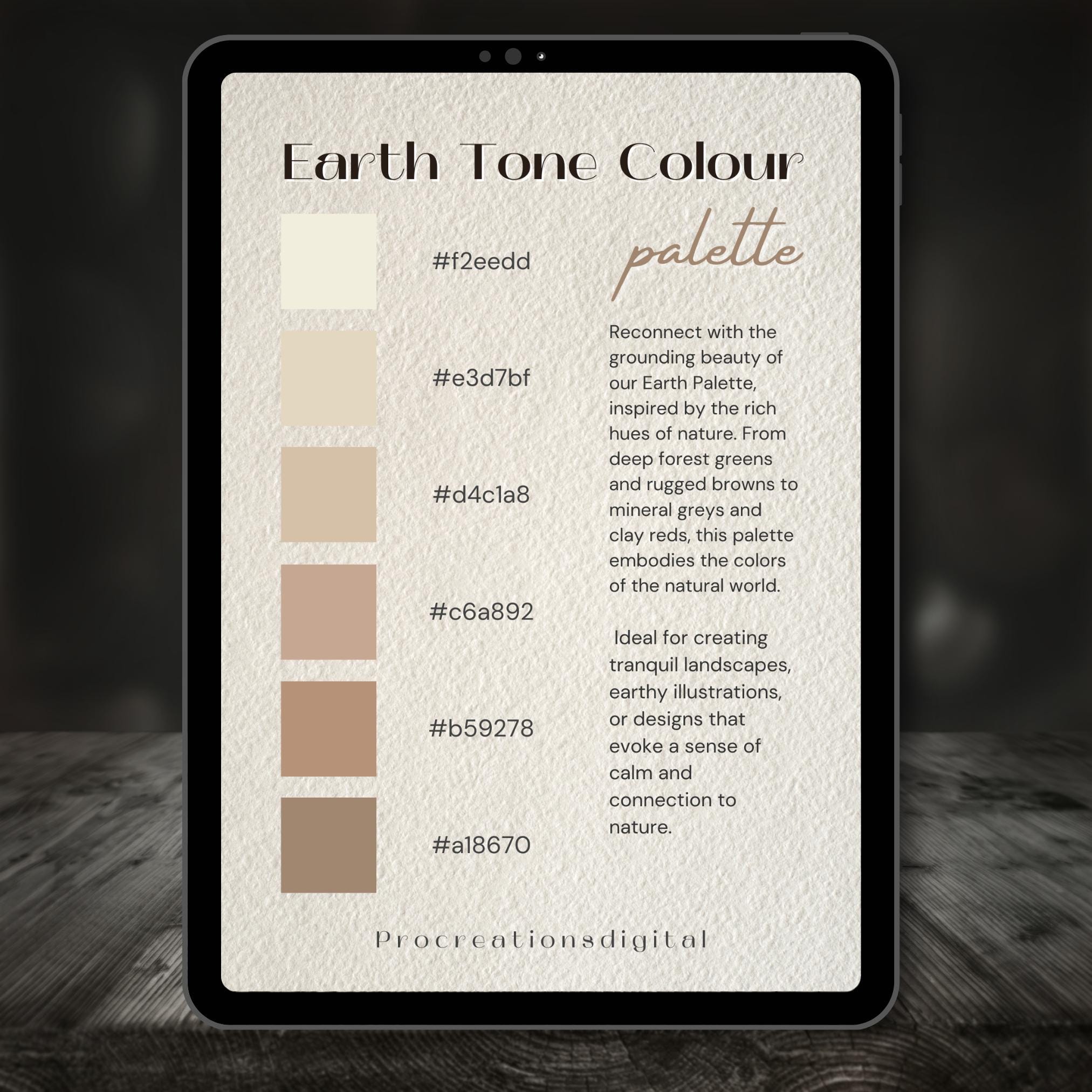 Earth Tones Digital Color Palette – 30 Warm & Natural Shades for ...