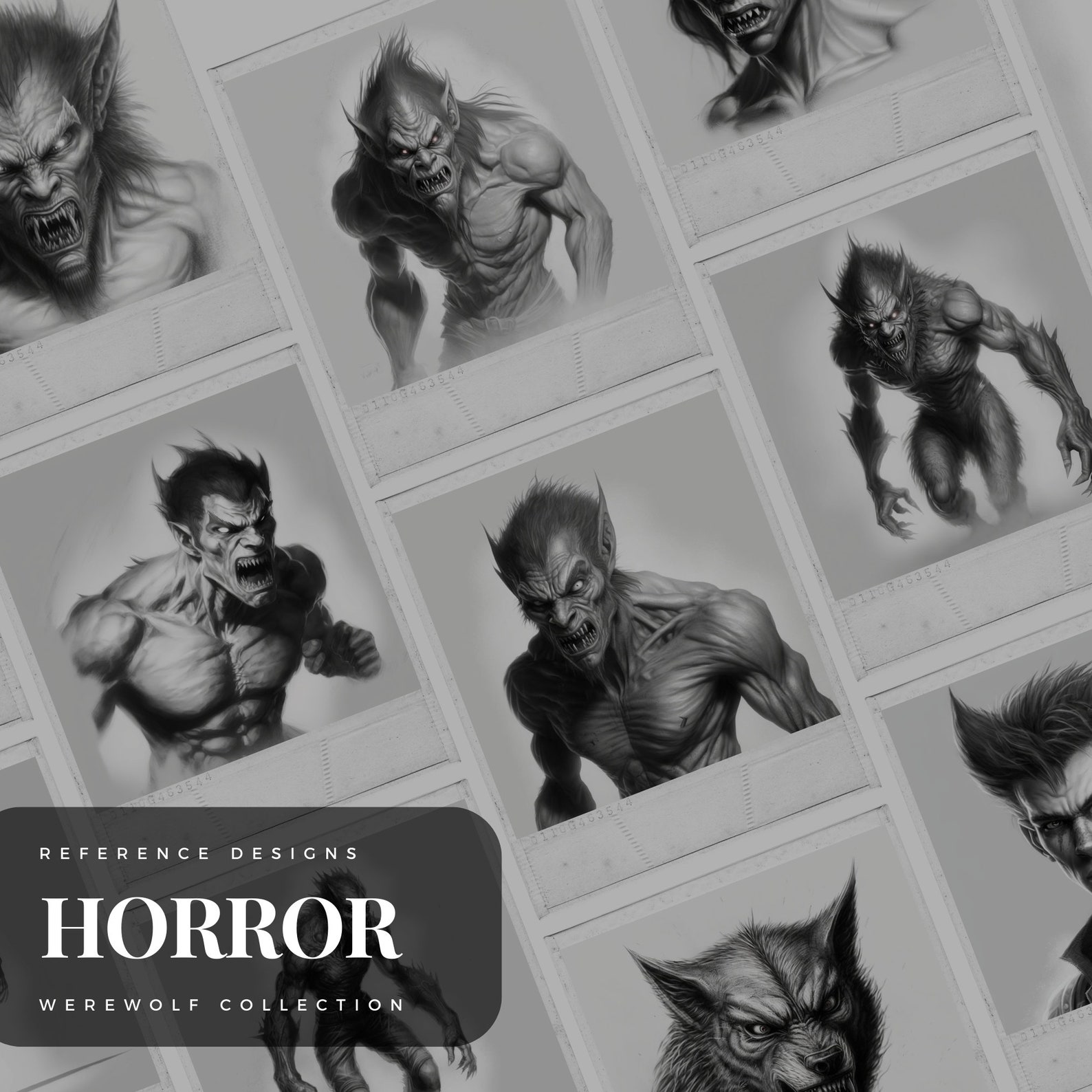 50 Werewolf Procreate Brush Stamps: Horror Tattoo Designs (digital ...