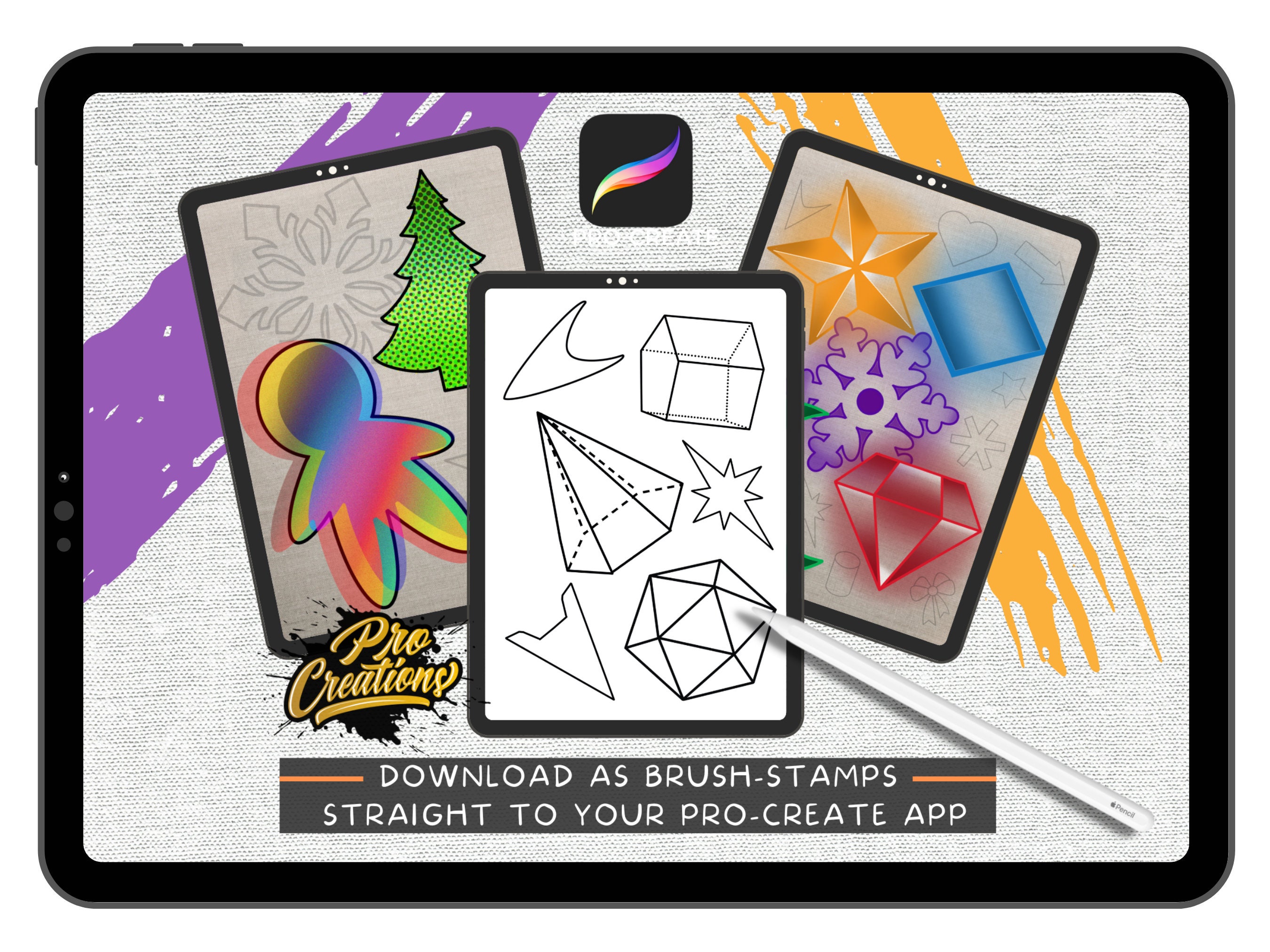 120 Basic Shapes Procreate Brush Set: Tattoo Stencil Stamps (digital ...