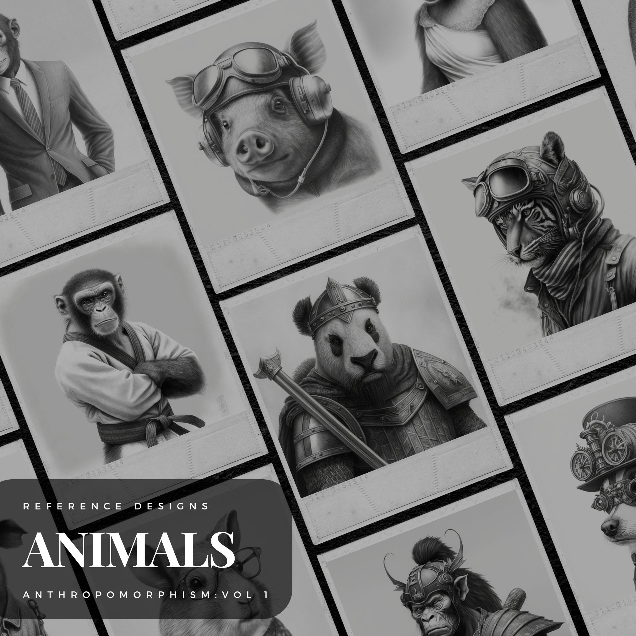 100 Animal Humans Vol 1 Procreate Brush Stamps Tattoo Designs Digital ...