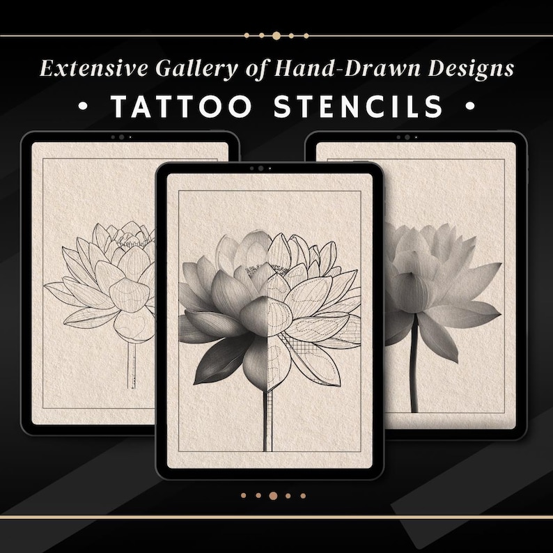 Lotus Flower Tattoo Stencils: Procreate Brush Set (PDF E-book) - Etsy