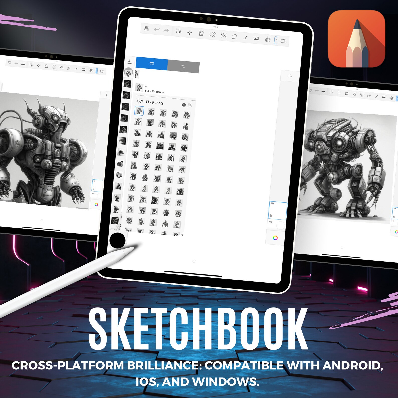 100 Robot Procreate Brush Stamps Tattoo Designs Digital Art Procreate ...