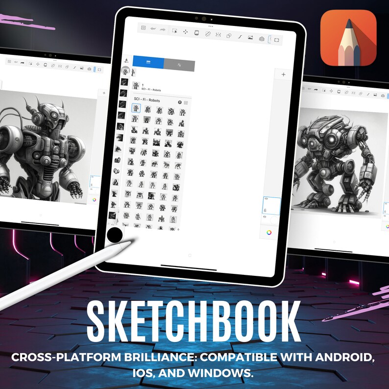 100 Robot Procreate Brush Stamps | Tattoo Designs | Digital Art ...