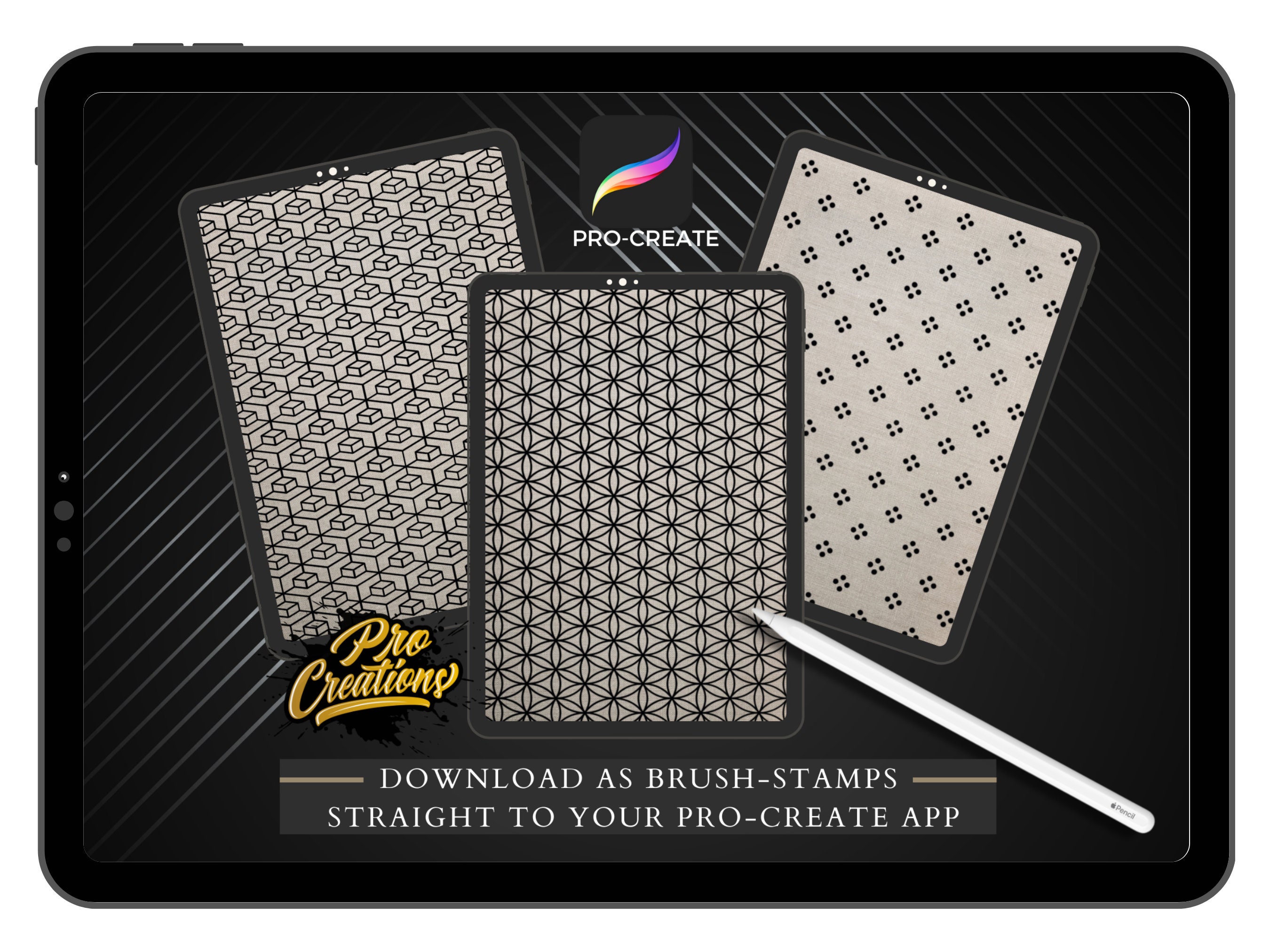 12 Geometric Backgrounds Procreate Brush Set Geometric - Etsy