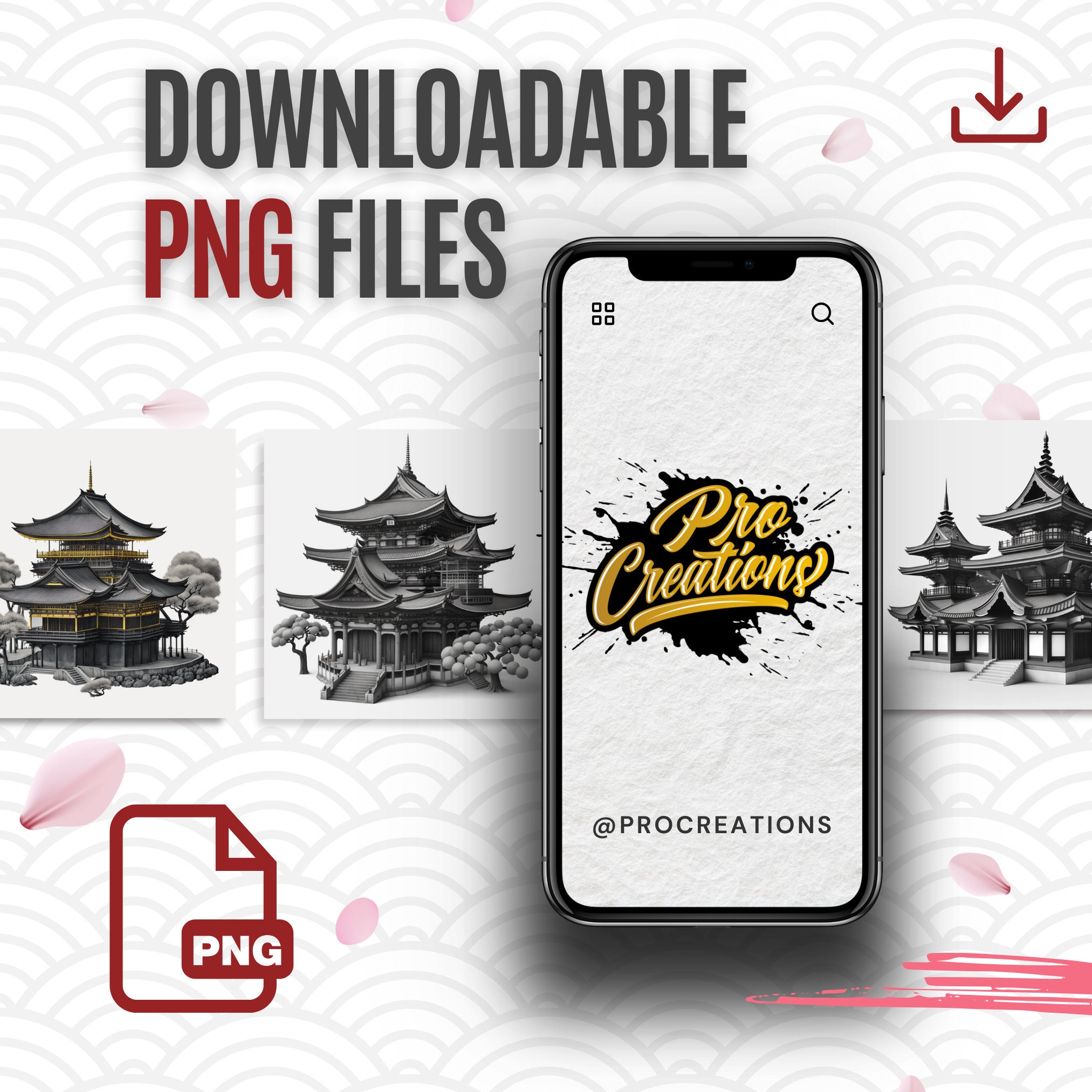 50 Japanese Temple Procreate Brush Stamps Tattoo Designs Digital Art ...