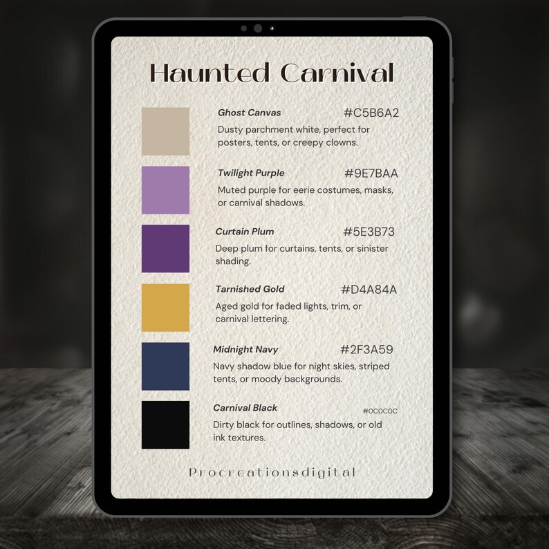 Haunted Carnival Procreate Color Palette – 30 Twisted Festival Tones ...