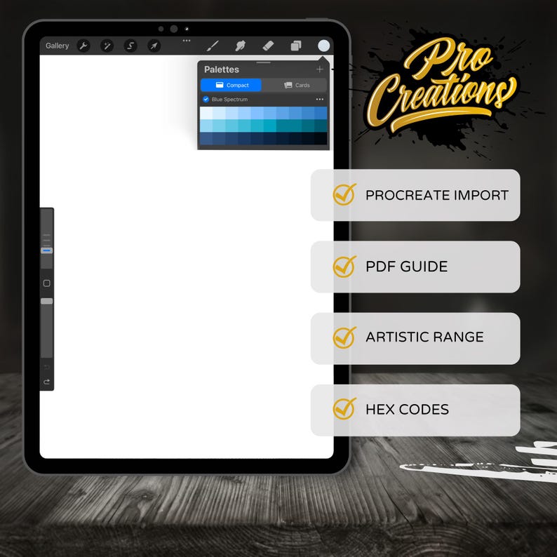 Blue Spectrum Tattoo Colour Palette for Procreate – 30 Swatches + Hex ...