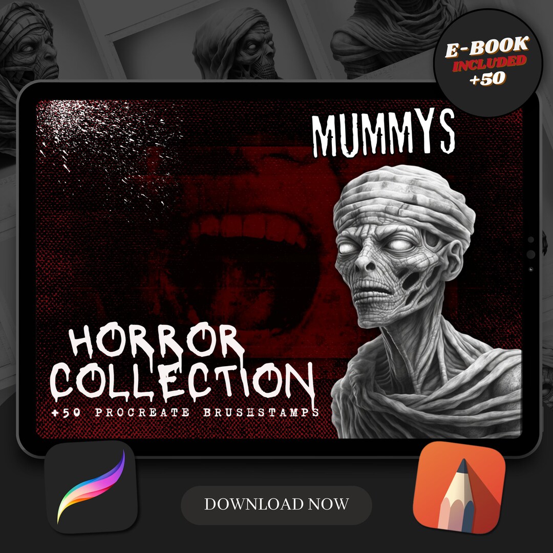 50 Mummy Procreate Brush Stamps | Tattoo Designs | Digital Art ...
