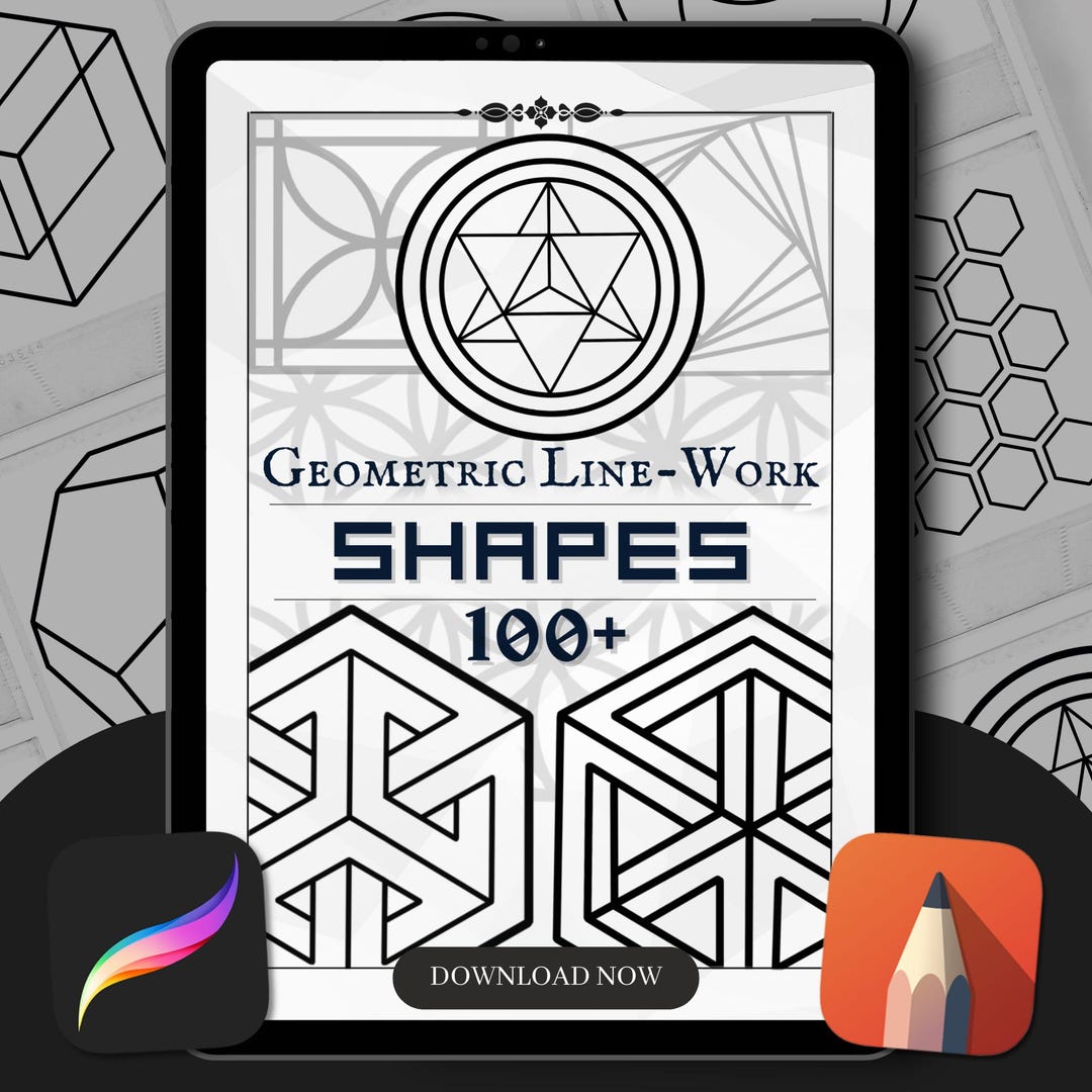 Geometric Shapes Procreate Brushes: Tattoo Flash Stamp Pack (digital ...