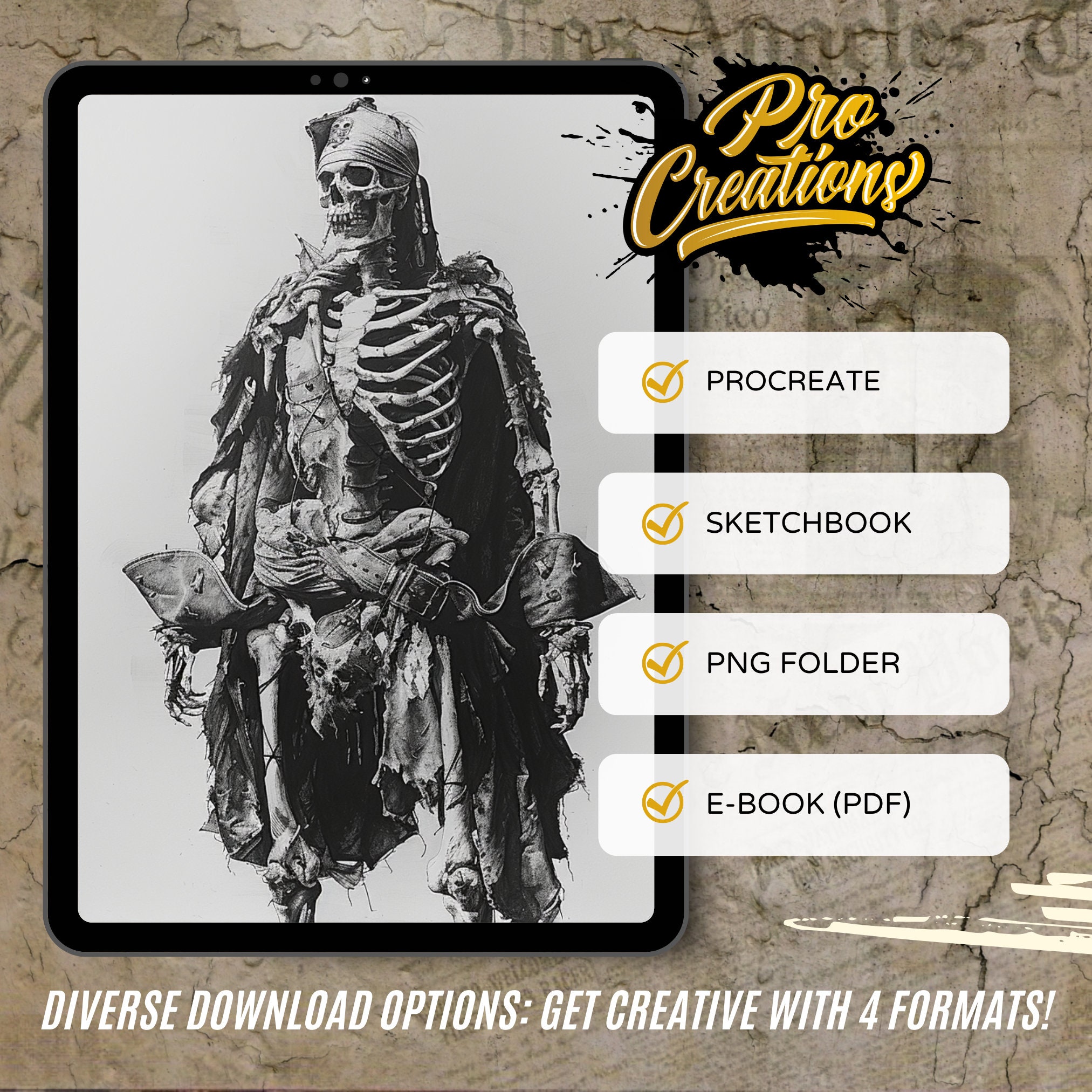 100 Pirate Age Procreate Brush Stamps Tattoo Designs Digital Art ...