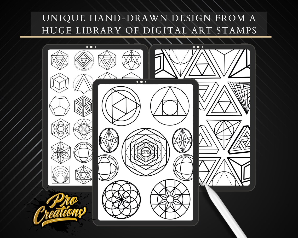 100 Geometric Brushes Procreate Brush Set Geometric Tattoo - Etsy