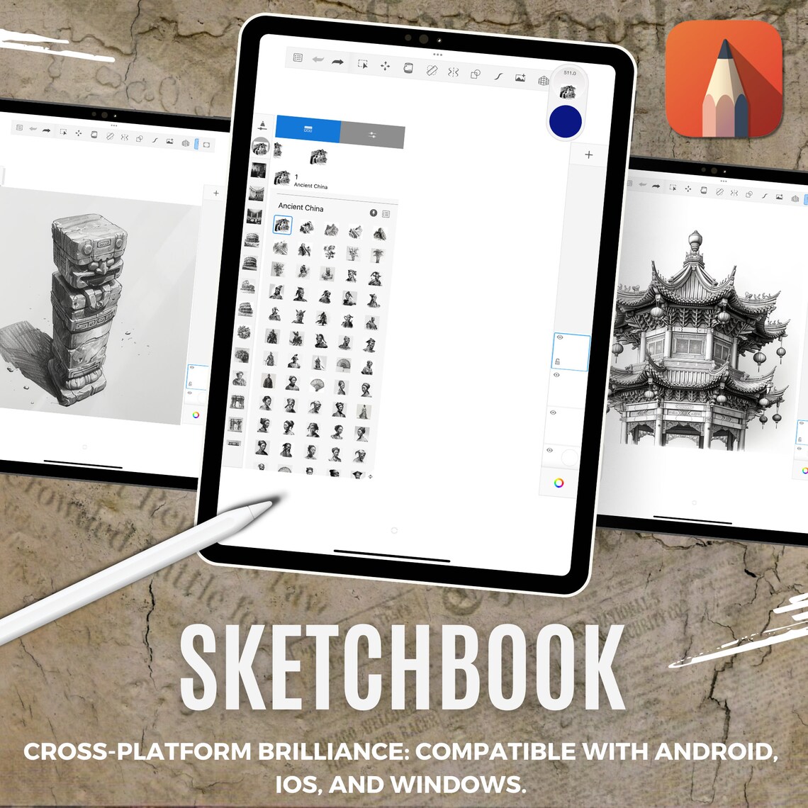 100 Ancient China Procreate Brush Stamps Tattoo Designs Digital Art ...