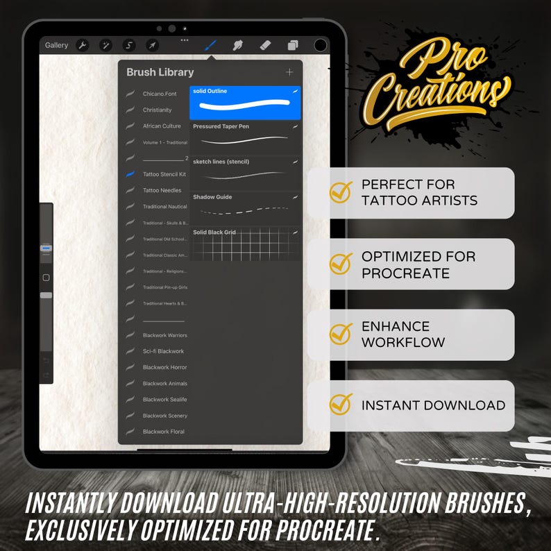 Procreate Tattoo Stencil Brush Kit – Essential Brushes for Tattoo Artists & Designers - Etsy