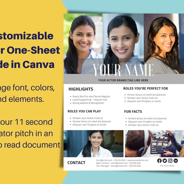 Actor Resume Template - Etsy