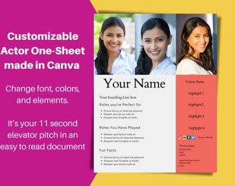 Actor One Sheet - Etsy