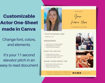 Actor One Sheet - Etsy