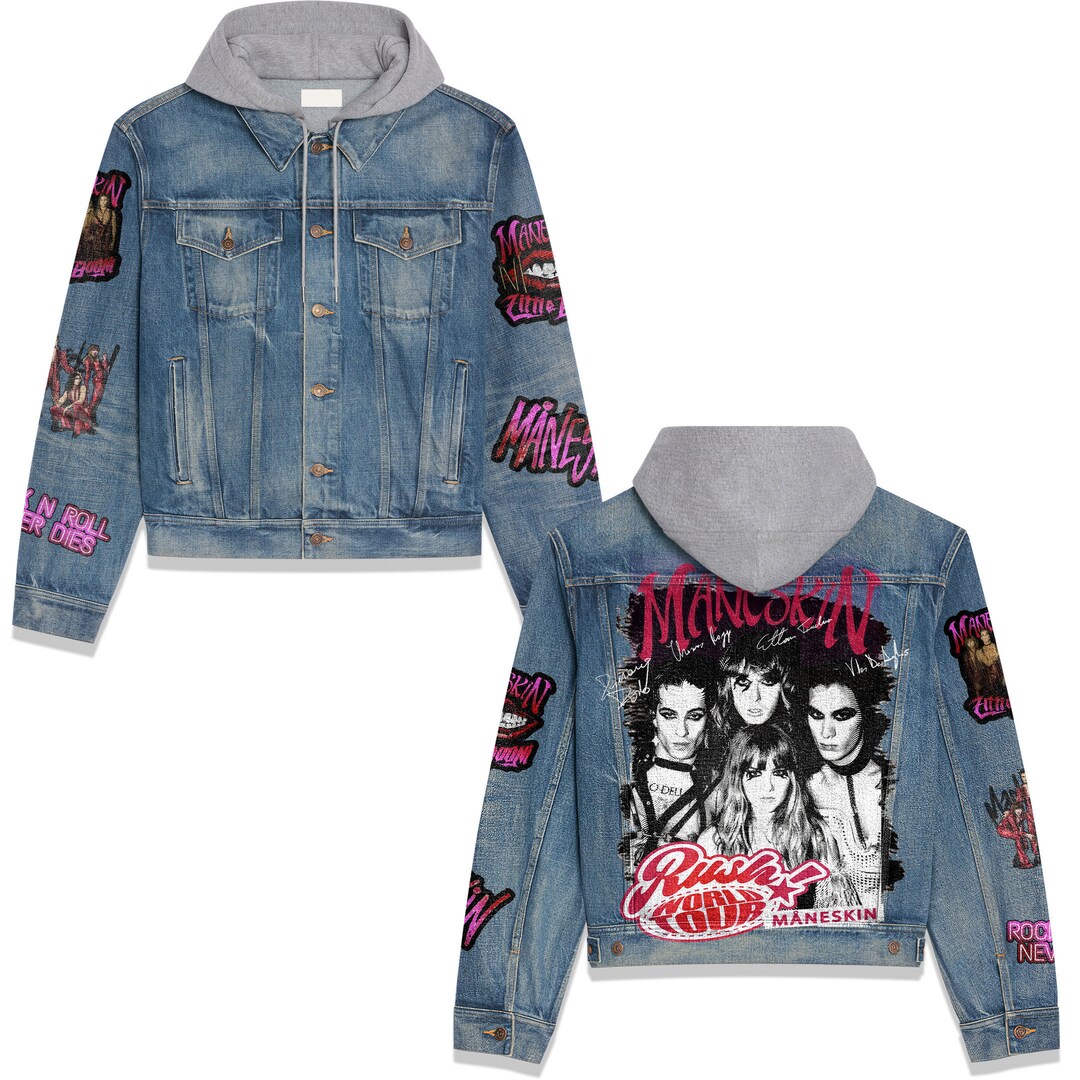 Maneskin Rusk World Tour Unisex Hooded Denim Jacket - Etsy