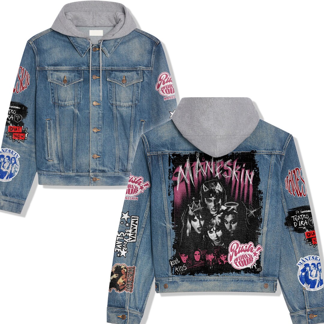 Maneskin Unisex Hooded Denim Jacket - Etsy