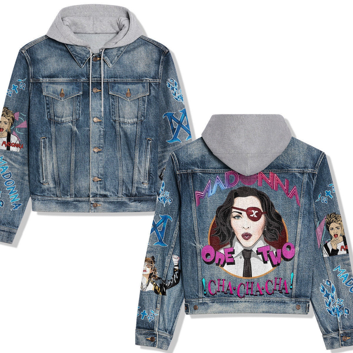 Madonna Unisex Hooded Denim Jacket - Etsy