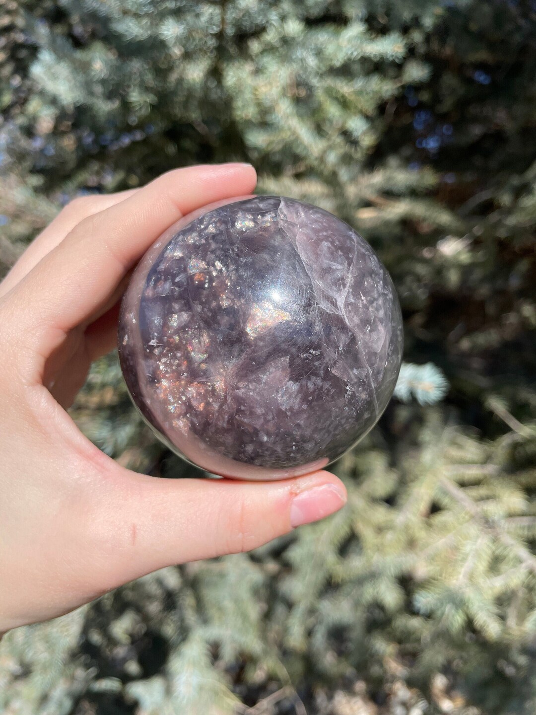 Flashy Mica Fluorite Sphere Rainbow Mica Fluorite Large Crystal Ball ...