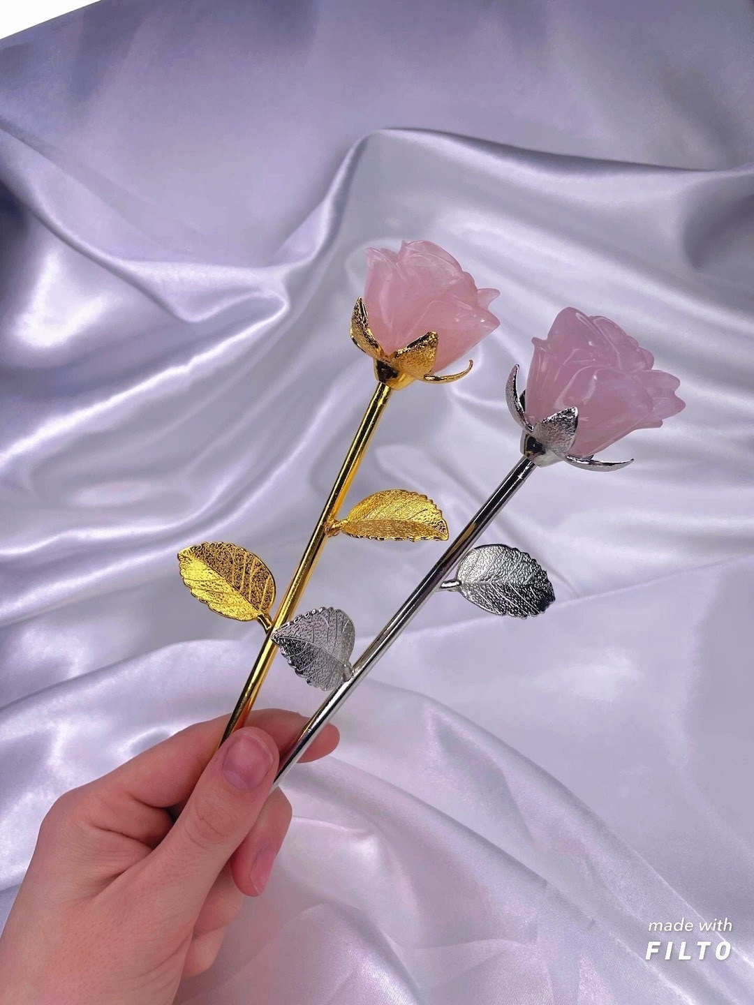 Rose Quartz Rose Carving Valentine's Day Gift Anniversary Gift Crystal ...