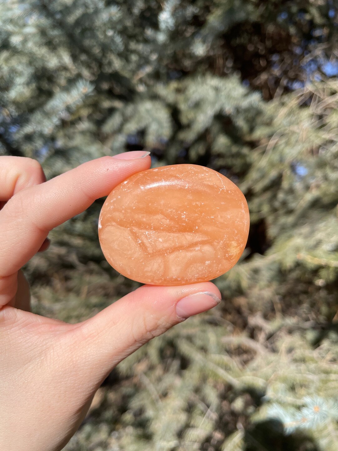 Coral Calcite Palm Stones Orange Calcite Palms Coral Calcite Pocket ...