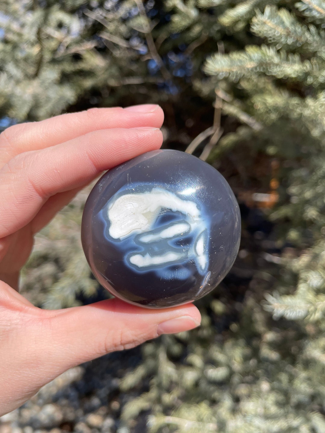 Ocean Orca Agate Palm Stone Polished Orca Agate Palmstone Ocean Blue ...