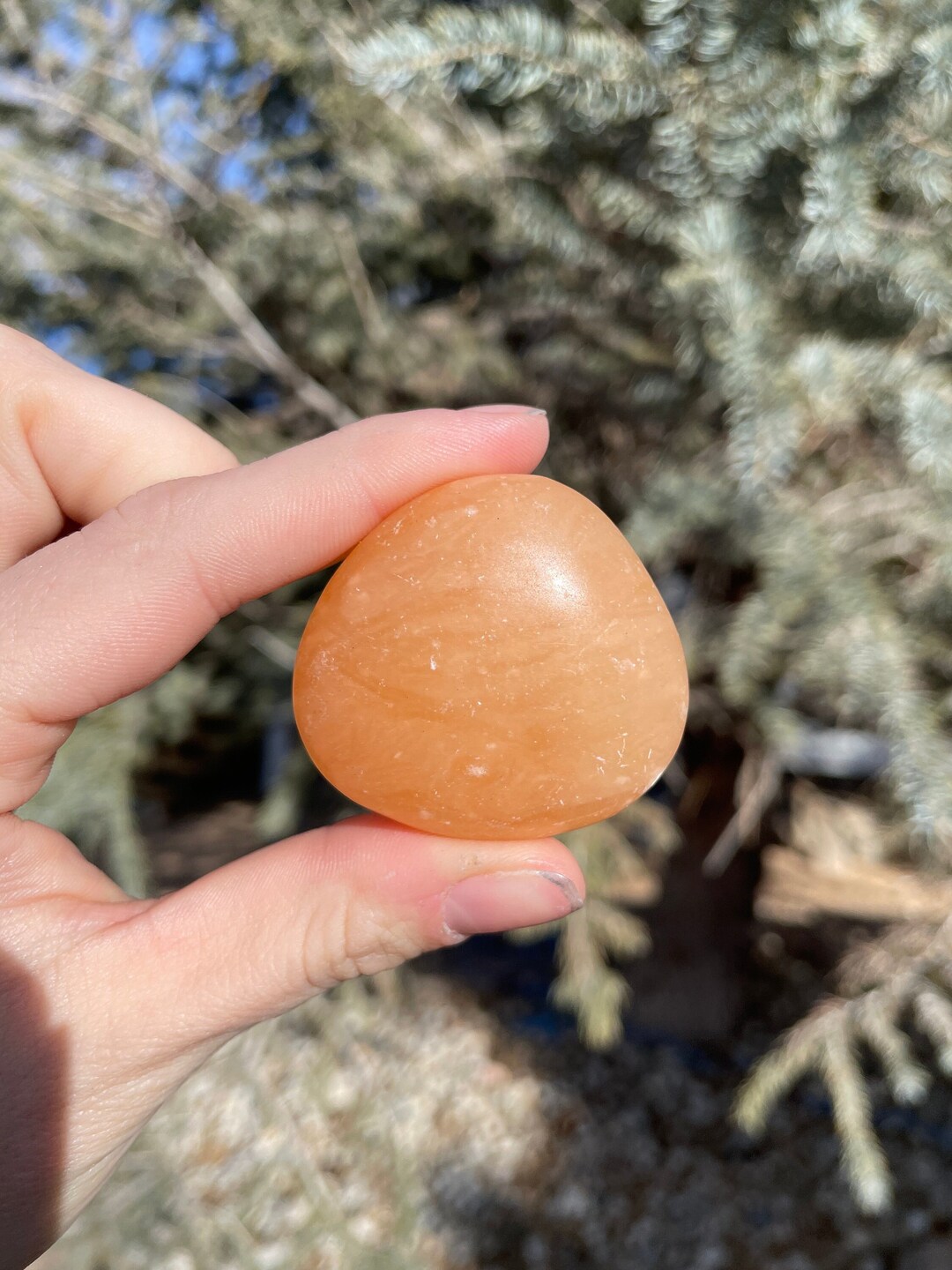 Coral Calcite Palm Stones Orange Calcite Palms Coral Calcite Pocket ...