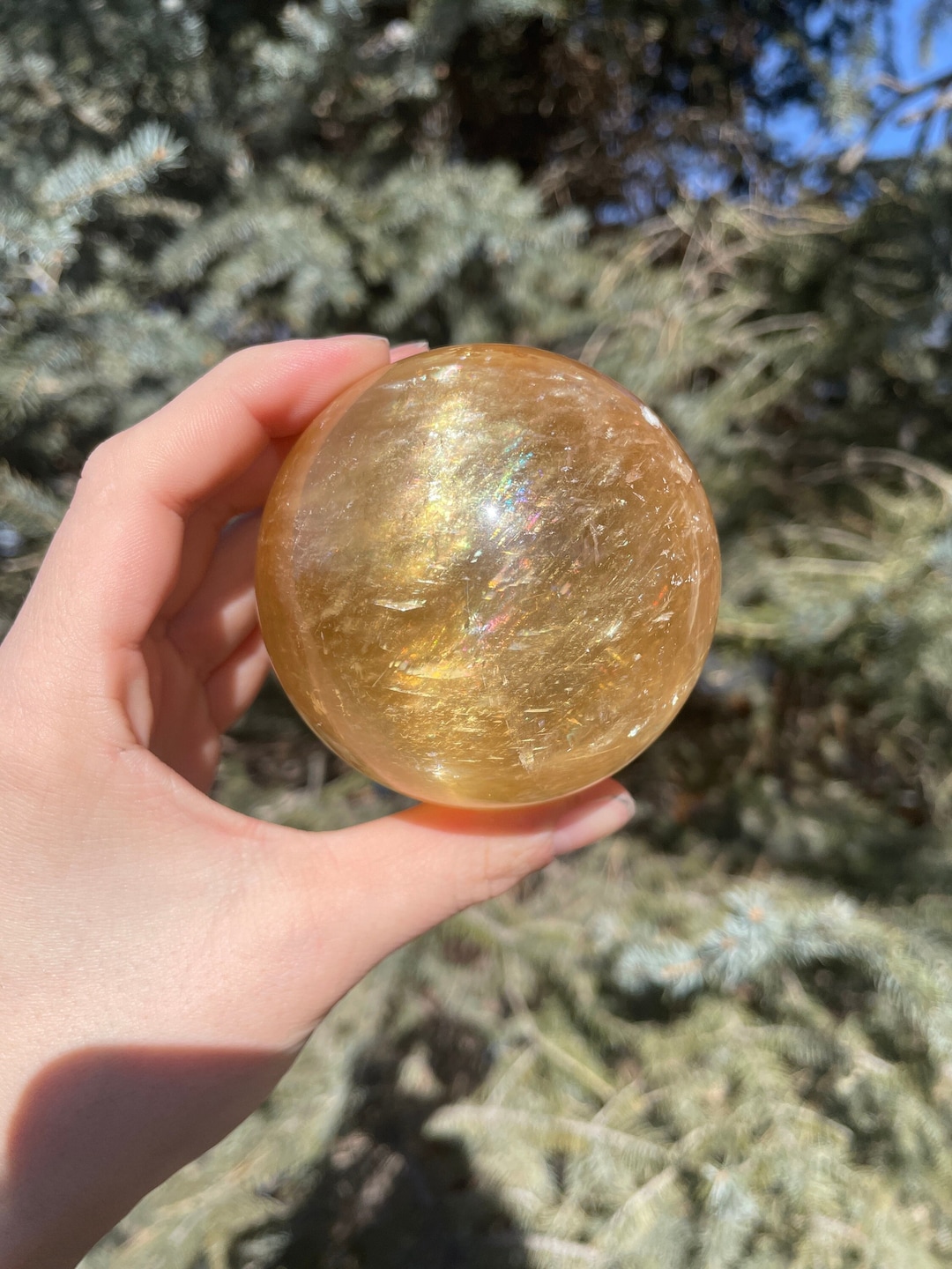 XL Honey Optical Calcite Sphere Large Honey Calcite Sphere Orange Honey ...