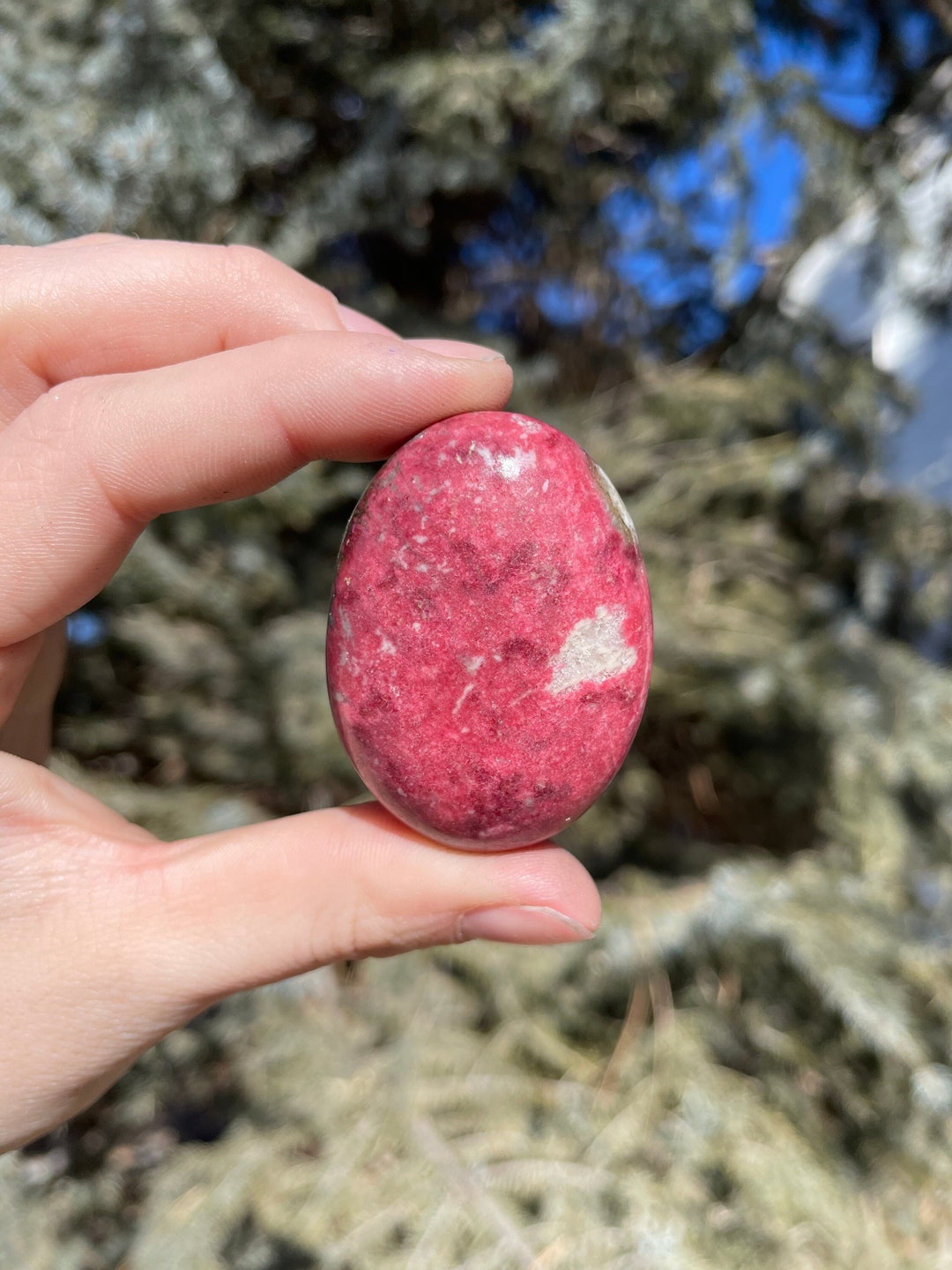 Thulite Palm Stone Thulite Pocket Stone Hot Pink Crystals Thulite Palm ...