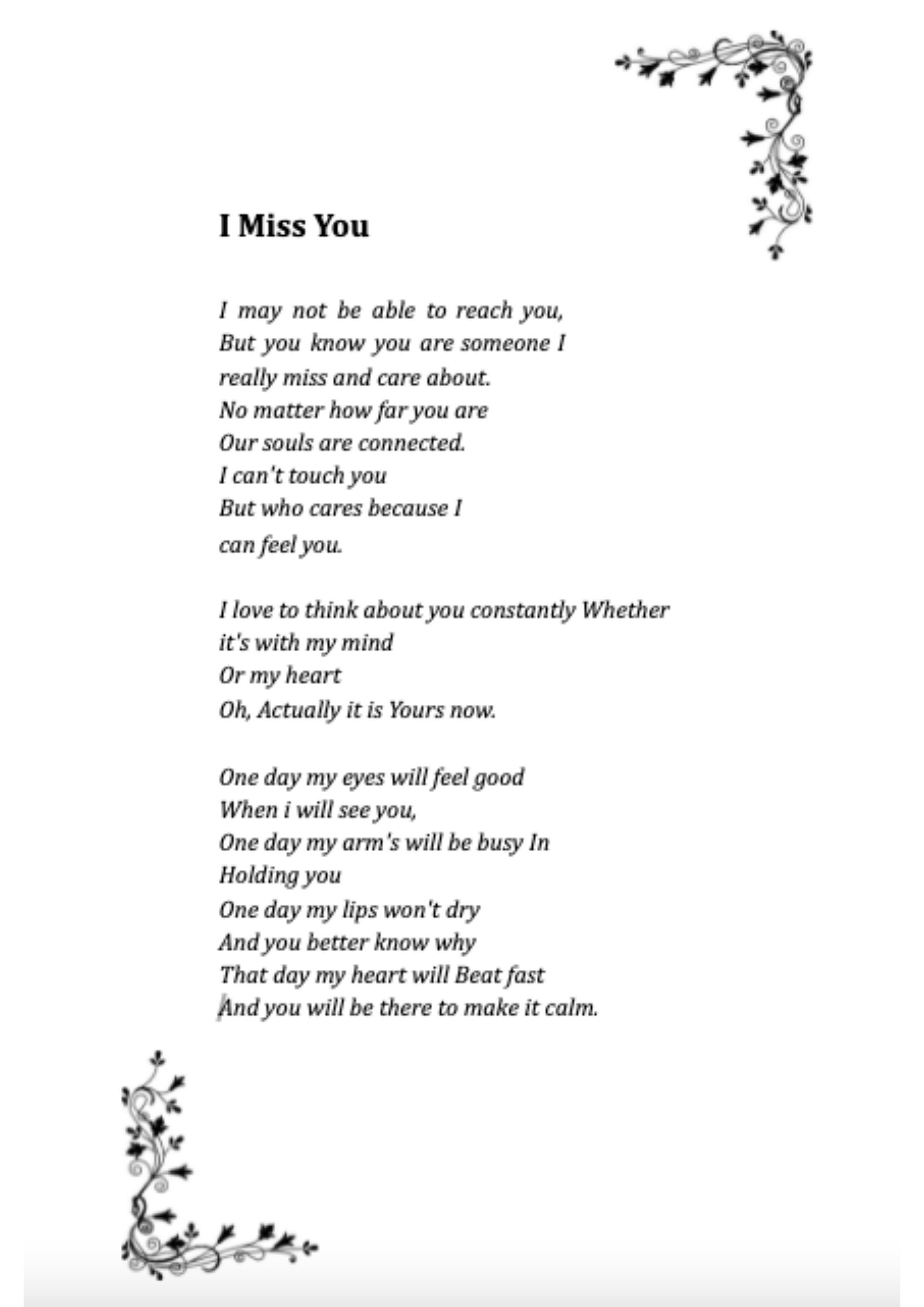 Love Poem For Him Missing You