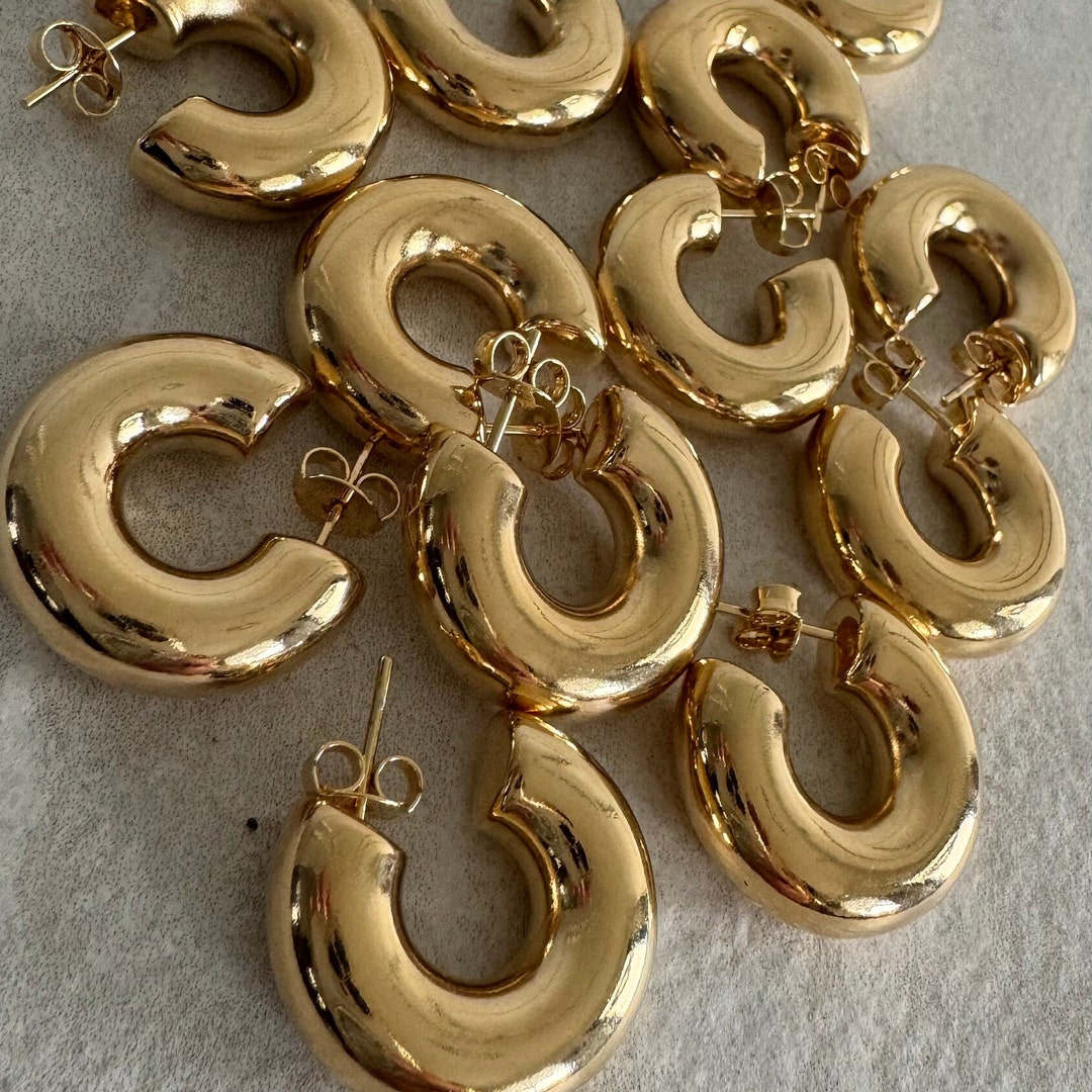 Donut hoops Gold Donut hoops 18k plated hoops Waterproof god hoops ...