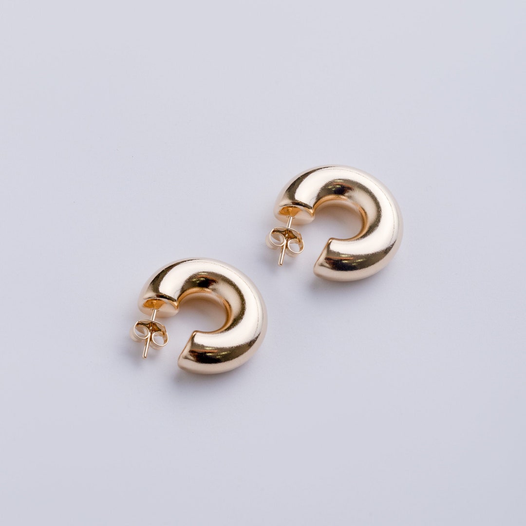 Chunky Hoops Gold Hoops 18k Plated Hoops Waterproof Hoops Donut Hoops ...