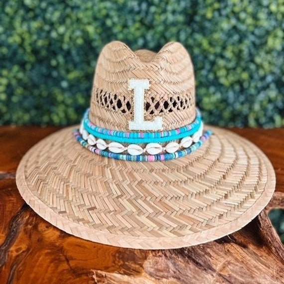Initial Sun Hat Adult Sun Hat Summer Beach Hat Monogram Straw - Etsy