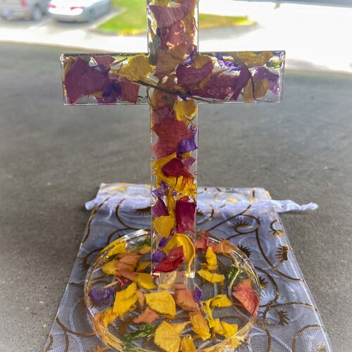 Funeral Flower Petal Memorial Cross Epoxy Memorial Flower - Etsy