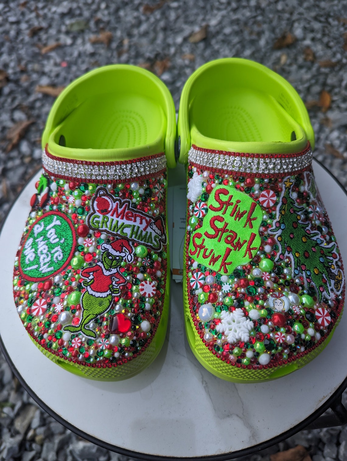 Grinch Holiday Bling Crocs - Etsy