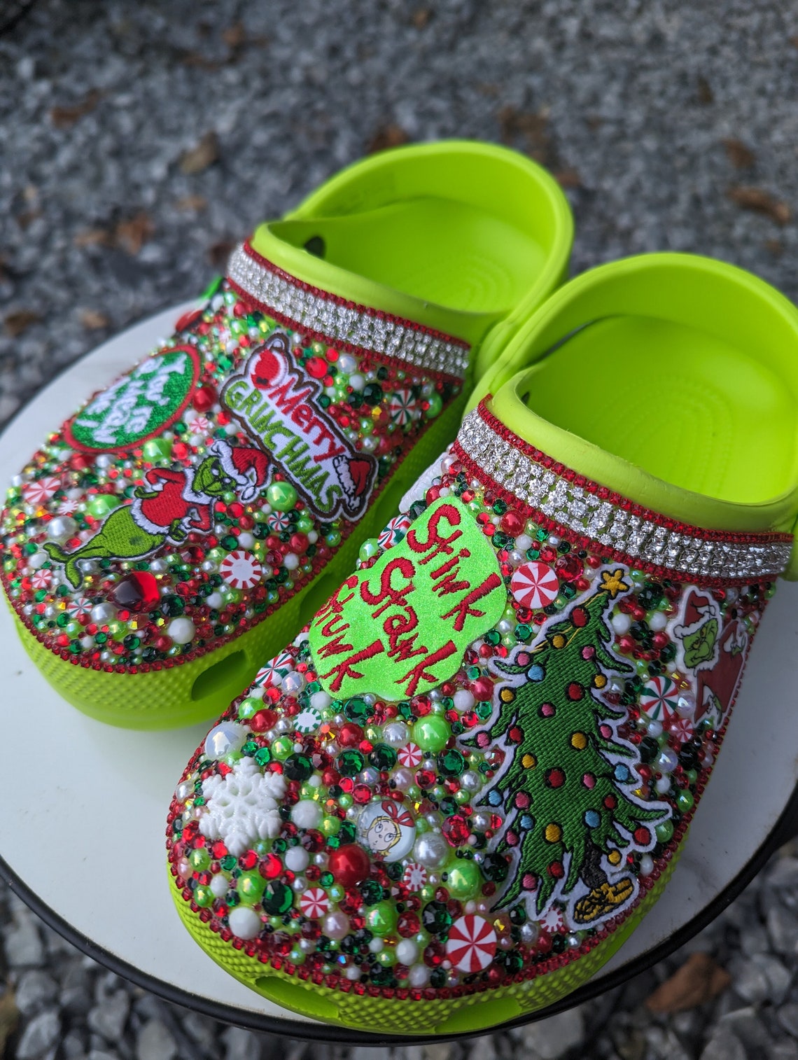 Grinch Holiday Bling Crocs - Etsy
