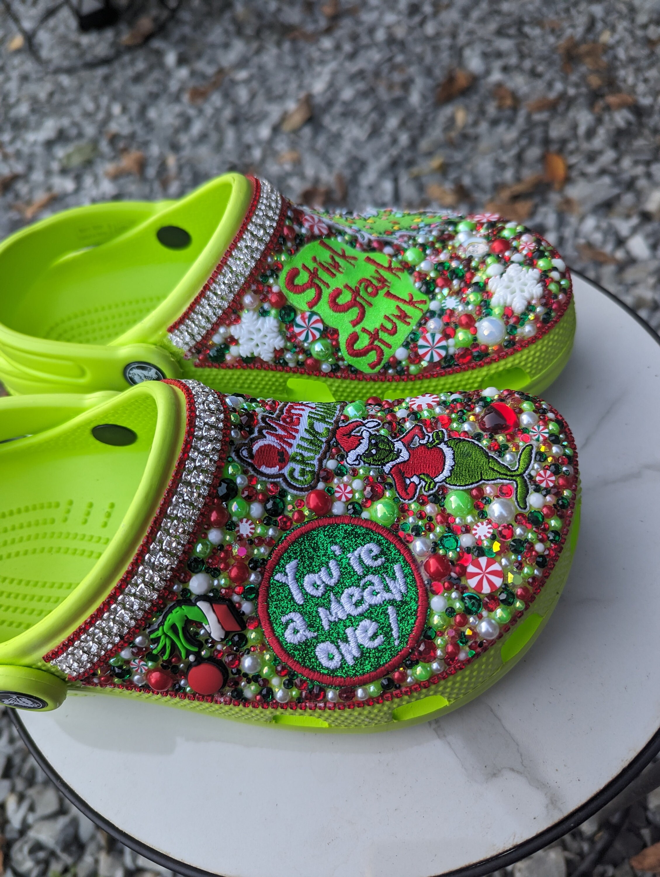 Grinch Holiday Bling Crocs - Etsy