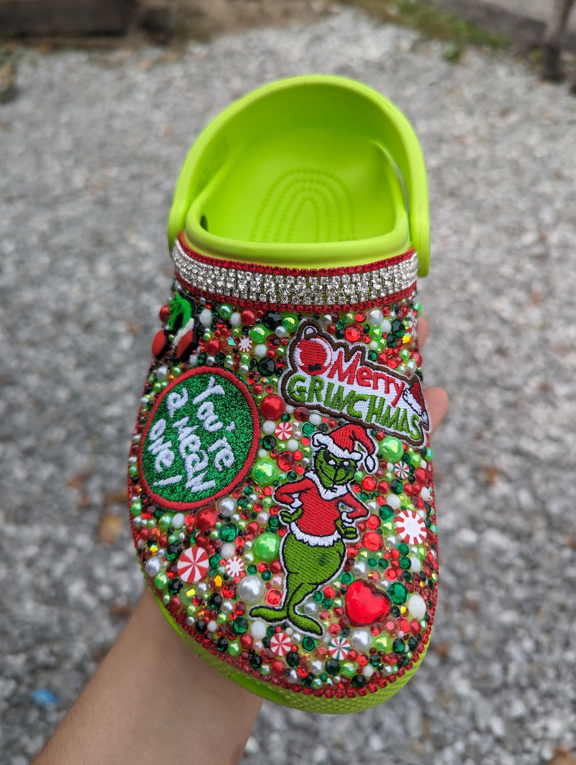 Grinch Holiday Bling Crocs - Etsy