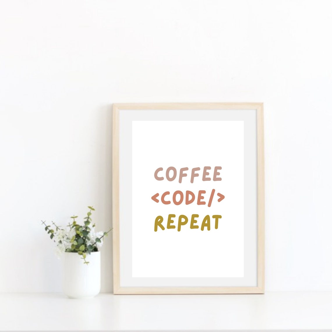 Coffee Code Repeat Print- Software Engineer Office Decor- Women in Tech ...