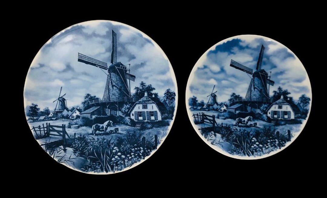 Delft Holland Plates PAIR of Delft Blauw Collector Plates Farm Scene ...